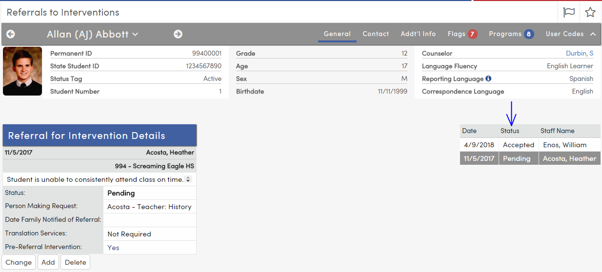 Referrals to Intervention : Aeries Software