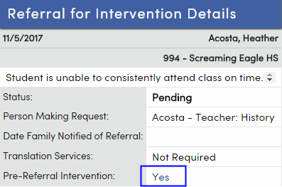 Referrals to Intervention : Aeries Software