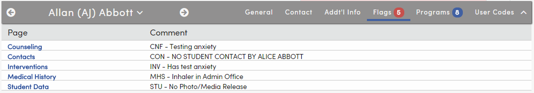 Red Flags : Aeries Software