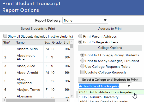 Printing Transcripts : Aeries Software