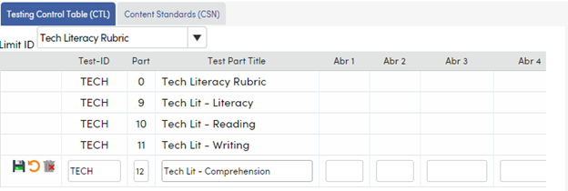 Testing Control Table : Aeries Software