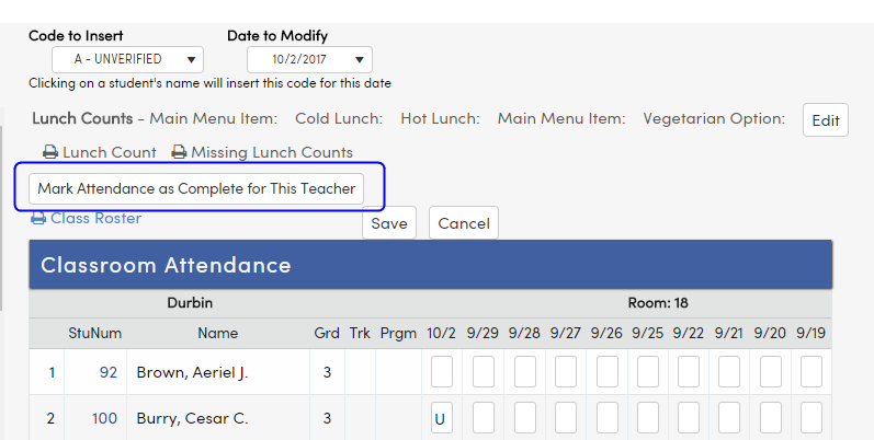 Classroom Attendance for Daily Attendance Schools : Aeries Software