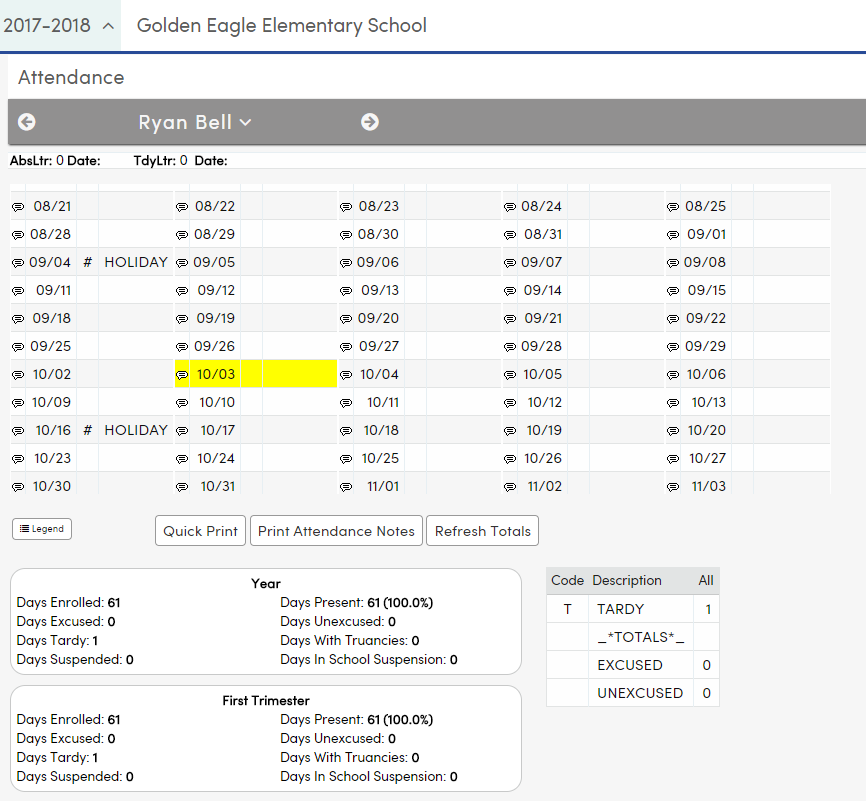 Attendance Form Icons : Aeries Software