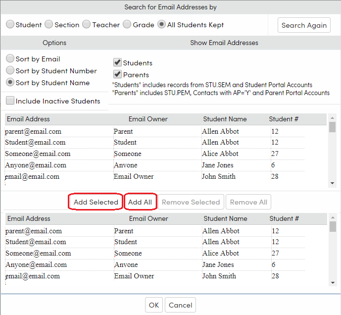 Using the Send Emails form : Aeries Software