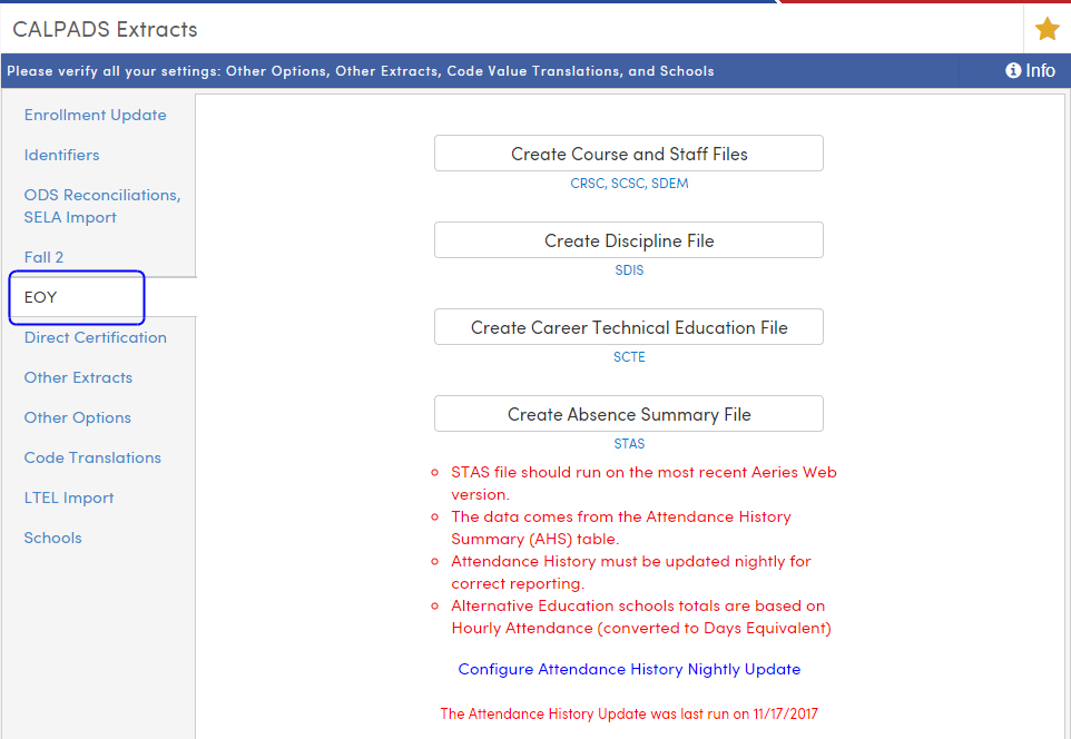 EOY 3 CALPADS STAS File - General Information : Aeries Software