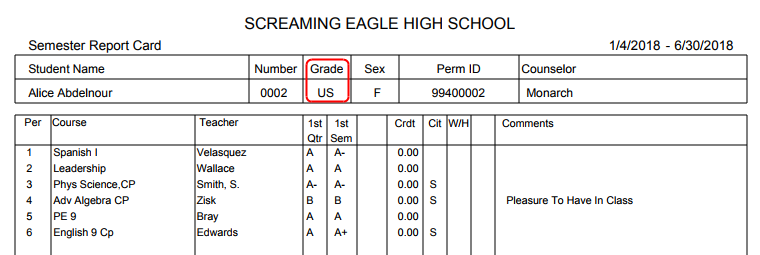 Define Student Grade Levels : Aeries Software