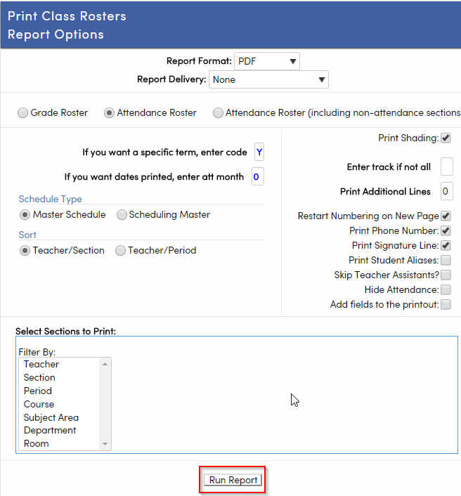 Class Roster Report : Aeries Software
