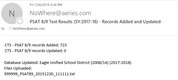Test Specific Information - PSAT 8/9 : Aeries Software