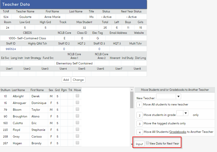 Elementary Class Assignment for Next Year : Aeries Software