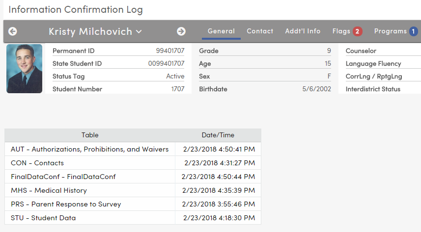 Data Confirmation Process for Office Staff : Aeries Software