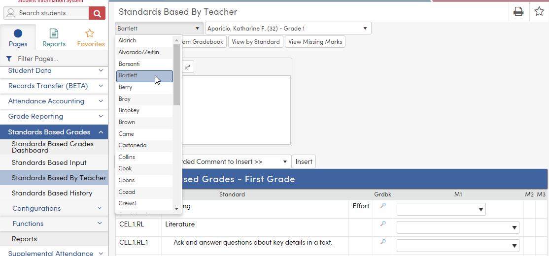 Standards Based Grade Reporting - Creating and Updating Grades : Aeries Software