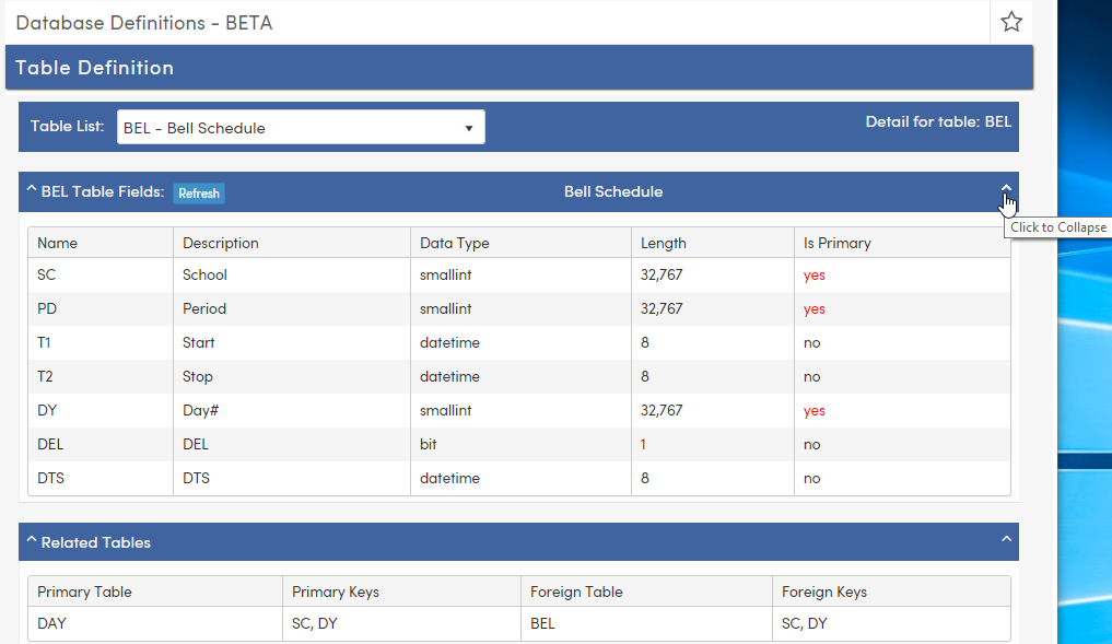 Database Definitions : Aeries Software