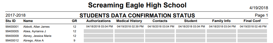 Data Confirmation Process for Office Staff : Aeries Software