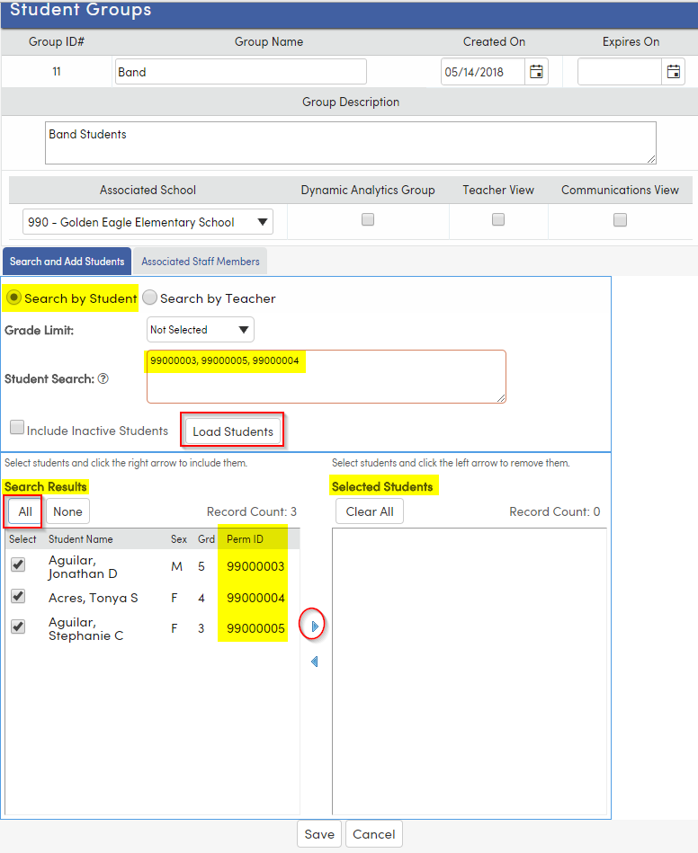 Adding Students to a Student Group : Aeries Software