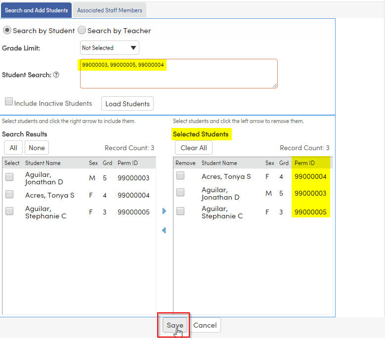 Adding Students to a Student Group : Aeries Software