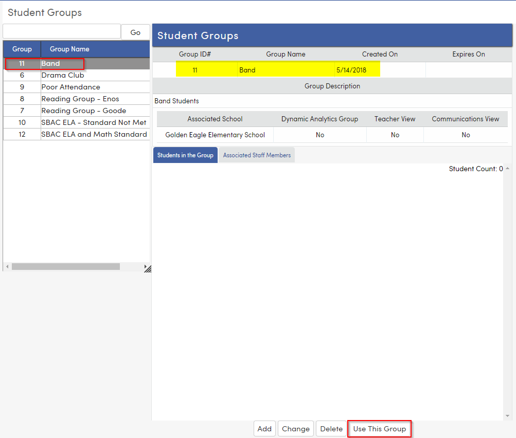 Using a Student Group : Aeries Software
