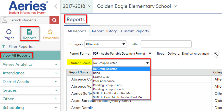 Using a Student Group : Aeries Software