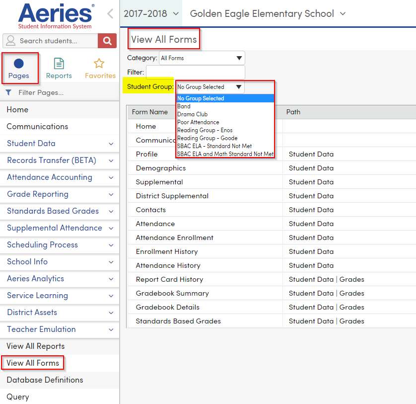 Using a Student Group : Aeries Software
