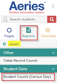 Student Counts (Census Day) Report : Aeries Software