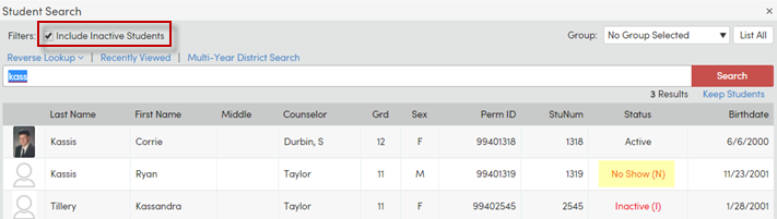 Enrolling a Student: Inactive Students in Current School, Inactive ...
