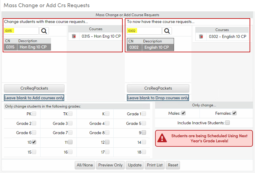 Student Course Requests : Aeries Software