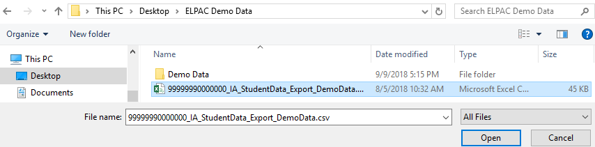 Test Specific Information - Initial ELPAC : Aeries Software