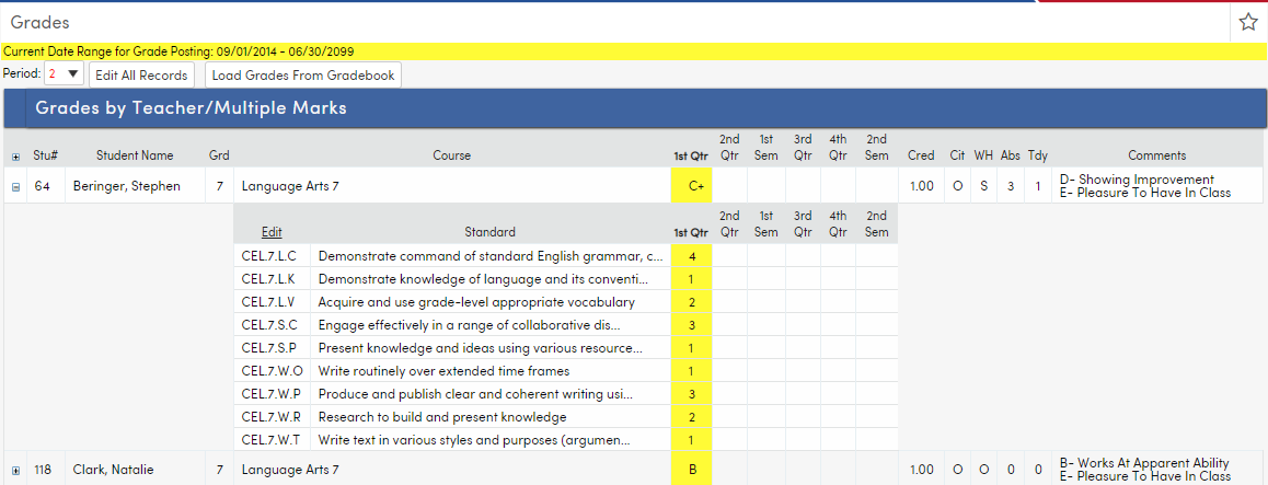 Secondary Standards Based Grade Reporting Overview : Aeries Software