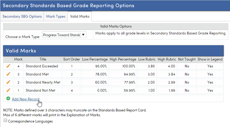 Options for Secondary Standards Based Grades : Aeries Software