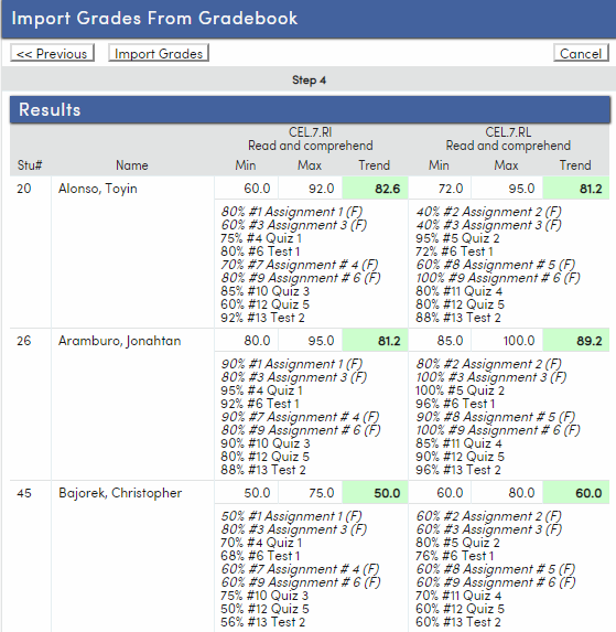 Secondary Standards Based Gradebook - Load Grades from Gradebook : Aeries Software