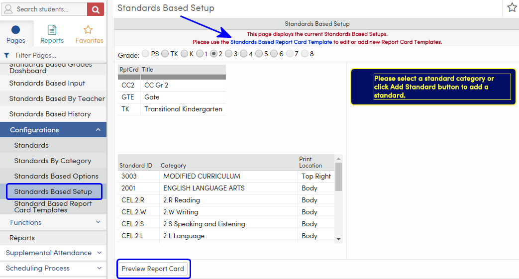 Standards Based Setup : Aeries Software