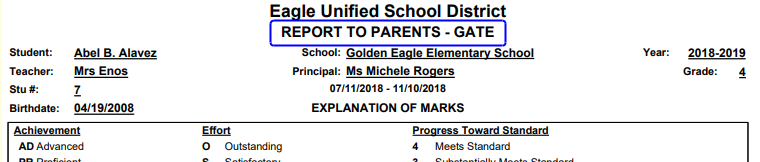 Print Standards Based Report Cards : Aeries Software