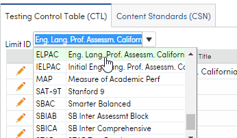 Testing Control Table : Aeries Software