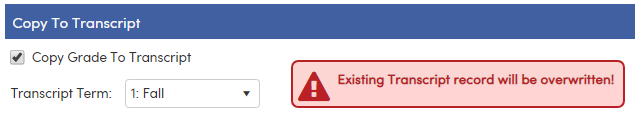 Copying Grades and Credits to Transcripts for Individual Students ...