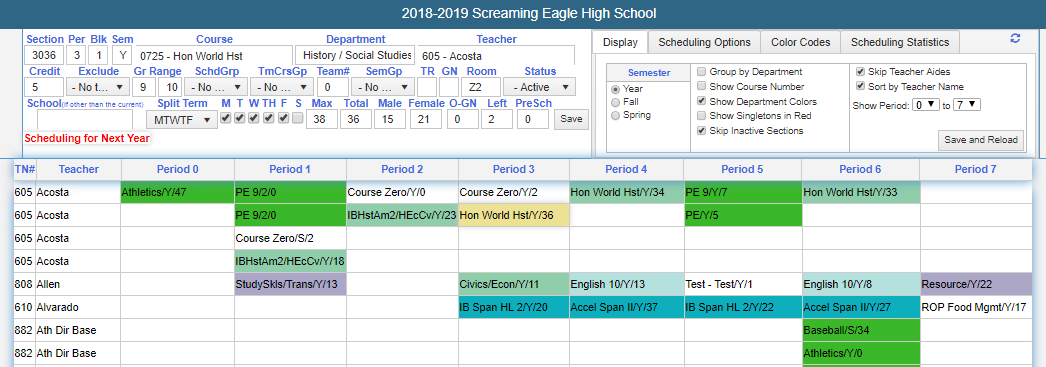 Scheduling Master Schedule Board : Aeries Software