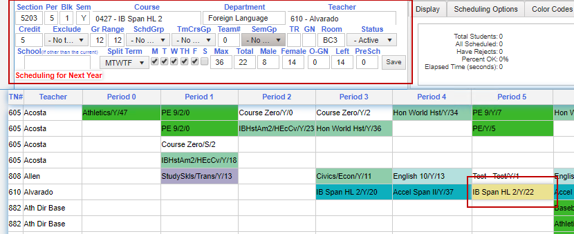 Scheduling Master Schedule Board : Aeries Software