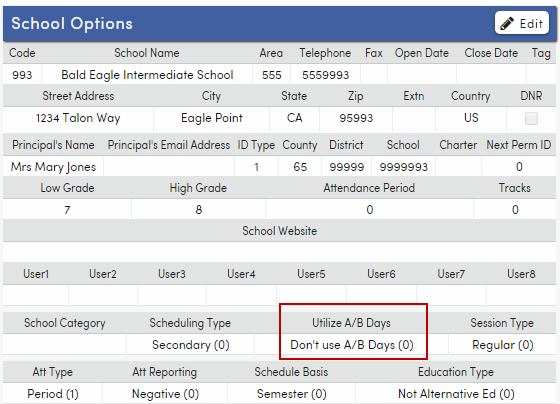 Complex Schedules - A/B Day Schedules : Aeries Software