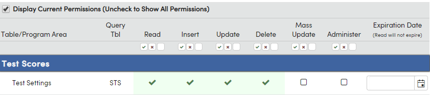 Initial Setup and Security for Test Settings : Aeries Software