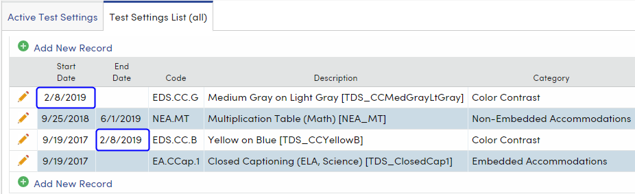 Adding/Updating Test Settings Data : Aeries Software