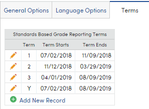 Standards Based Options - Terms : Aeries Software
