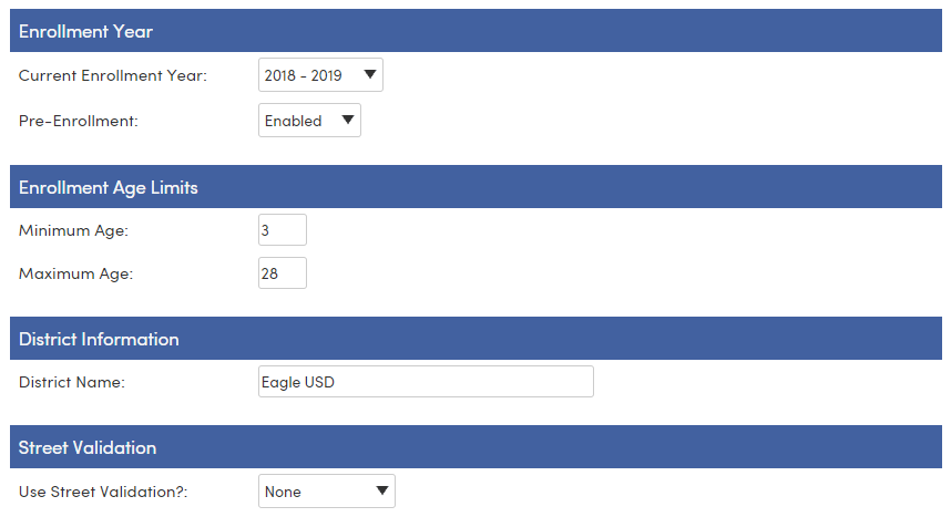 Aeries Online Enrollment Admin Settings : Aeries Software