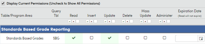 Standards Based Grade Tables and Security : Aeries Software