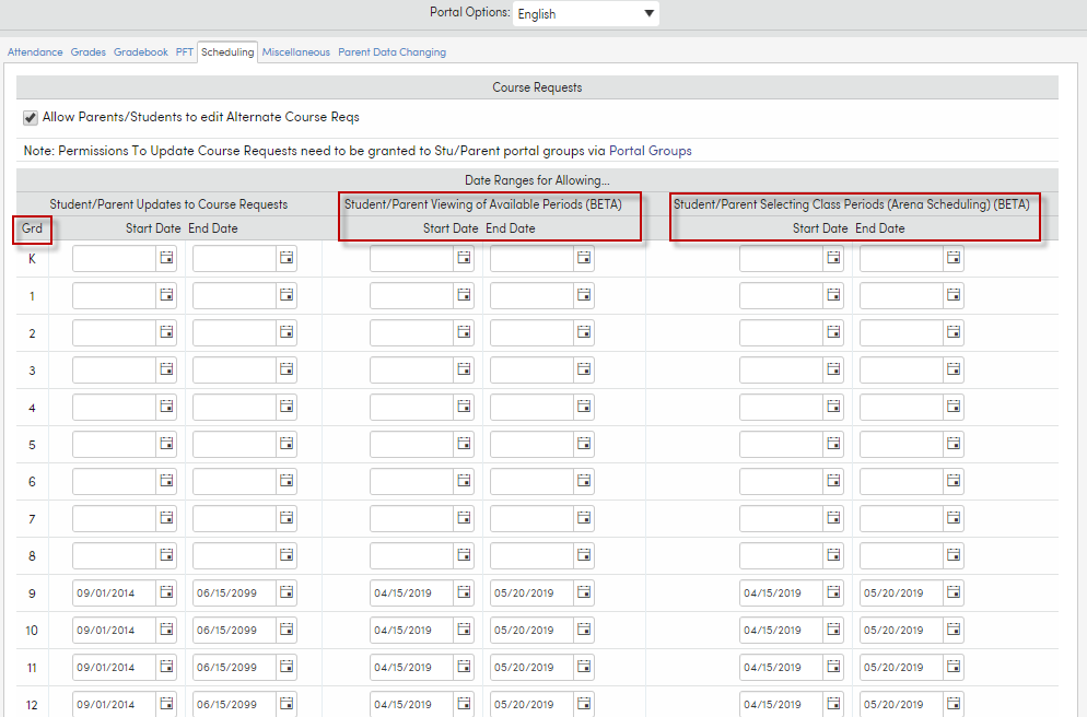 Arena Scheduling (BETA) : Aeries Software