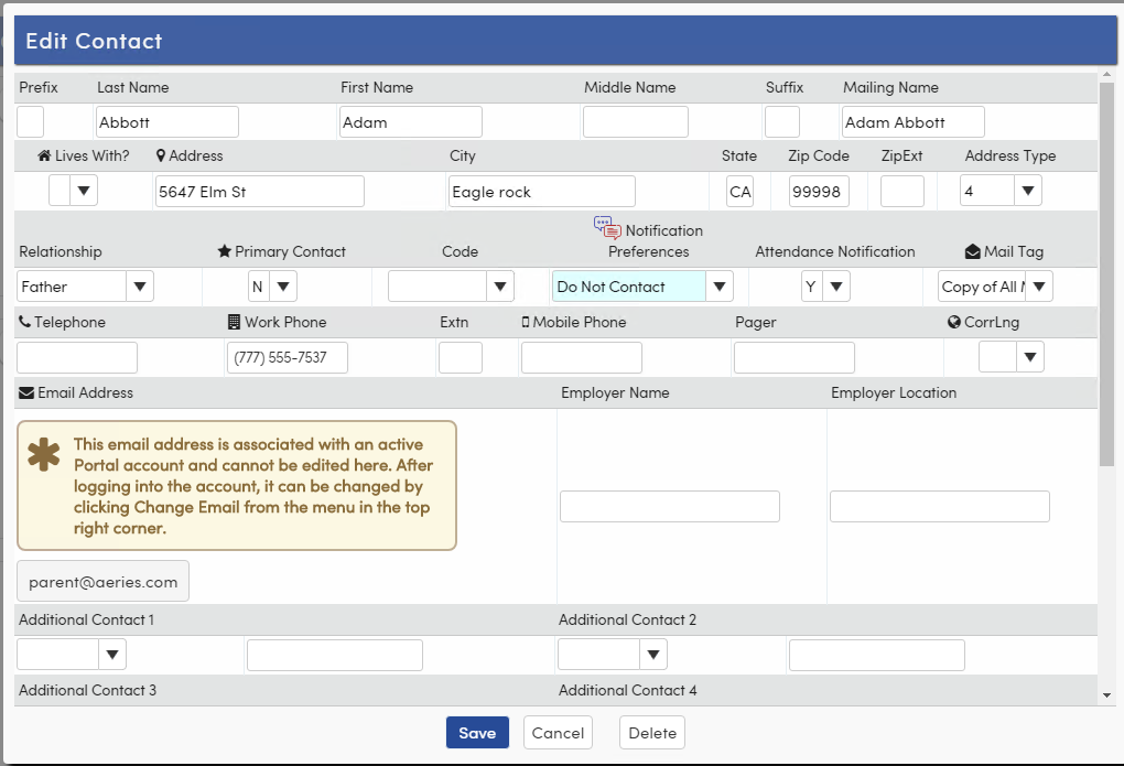 Aeries Parent Portal Verification Code