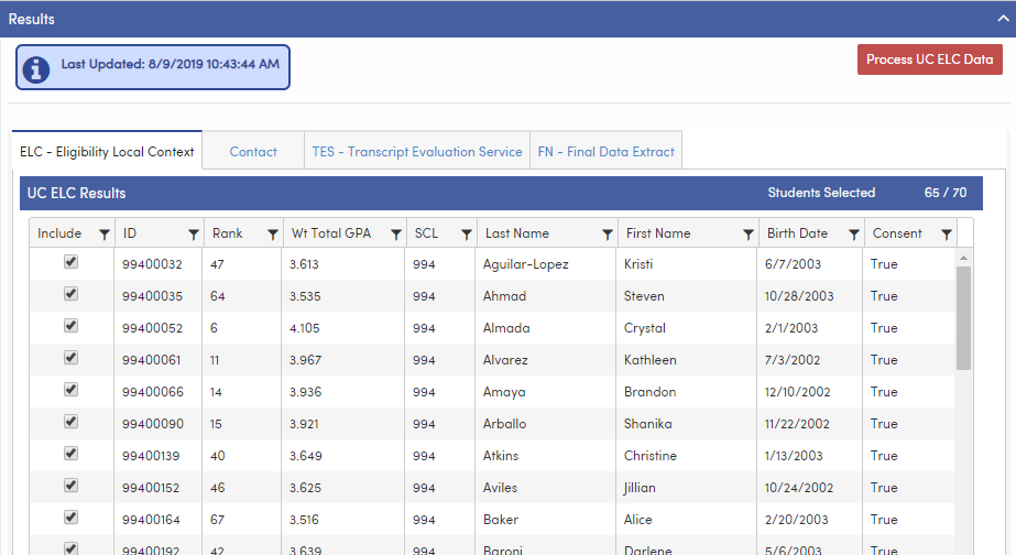 Overview for UC ELC Extract : Aeries Software