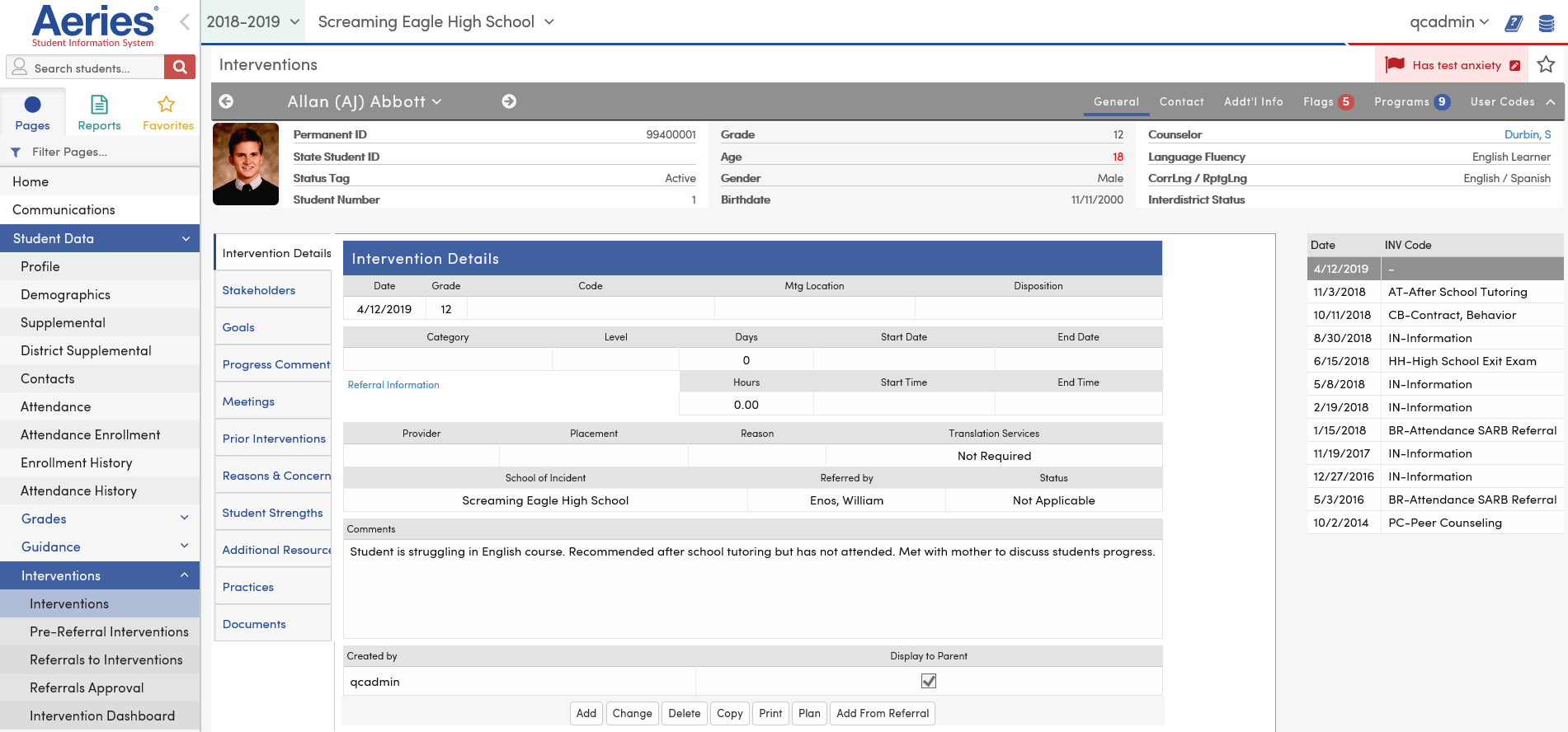 Intervention Management Overview : Aeries Software