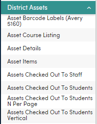 Print Assets Checked Out To Students Reports : Aeries Software
