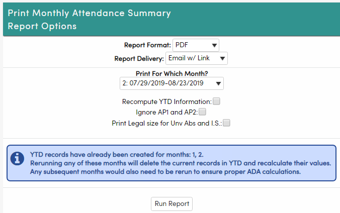 Monthly Attendance Summary Report (ADA Reporting) : Aeries Software