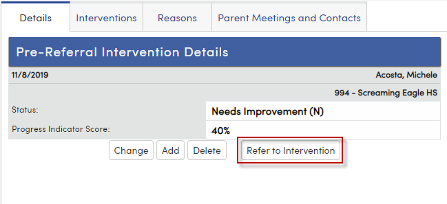 Referrals to Intervention : Aeries Software