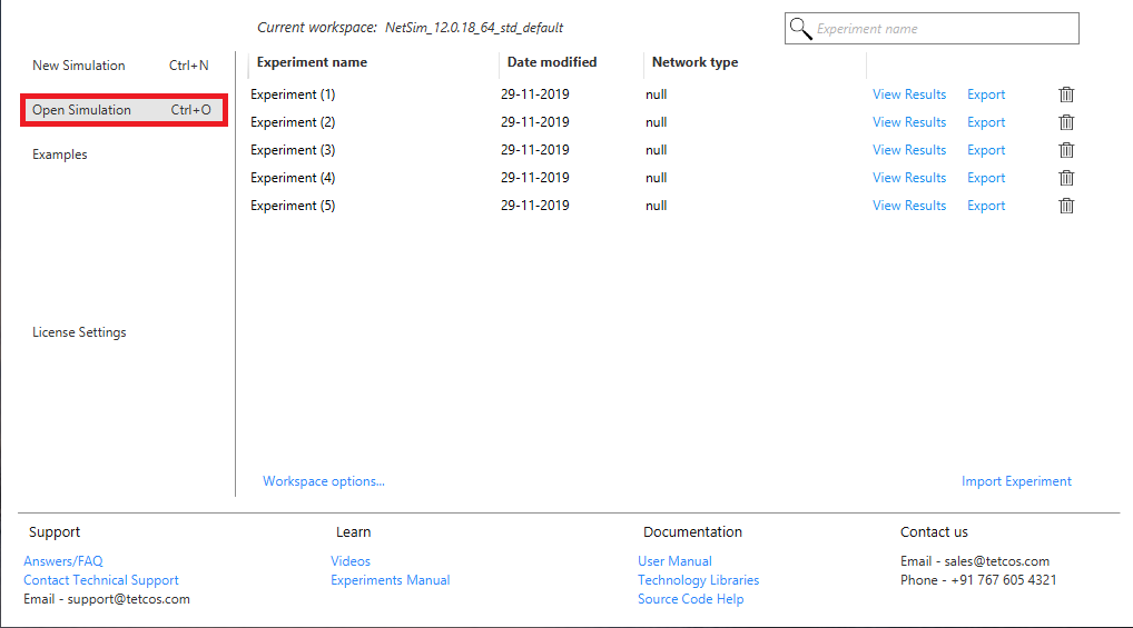 Importing NetSim experiments and Configurations : NetSim Support Portal