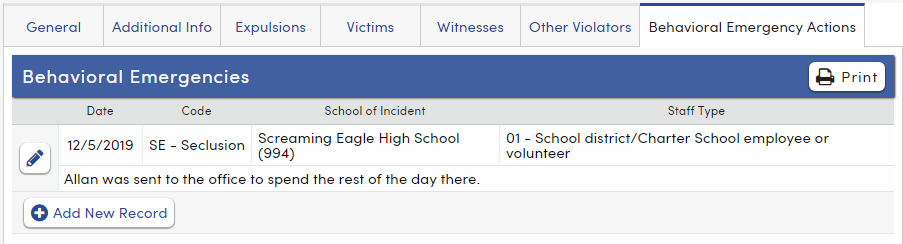 Behavioral Emergency : Aeries Software